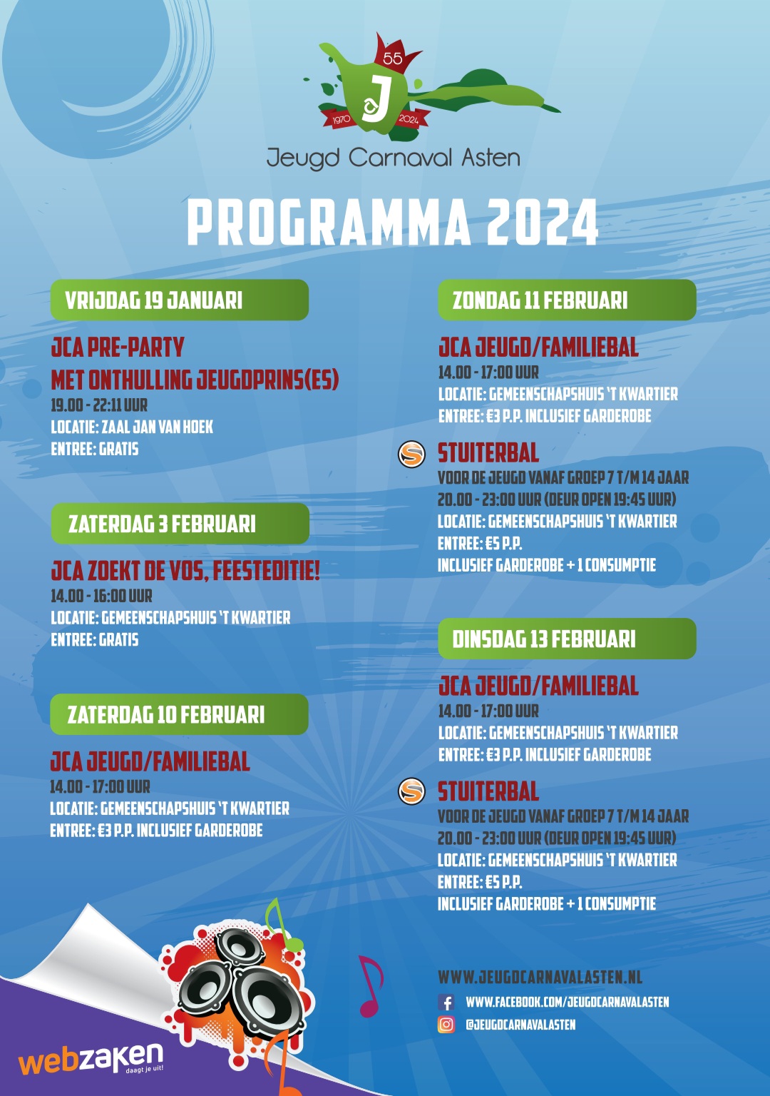 Programma 2024 - Jeugd Carnaval Asten